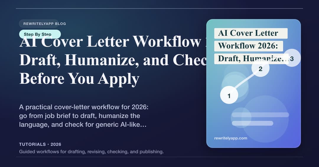 Workflow 2026 pour une lettre de… | RewritelyApp